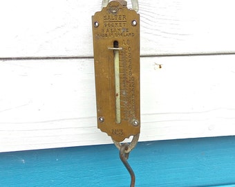 Salter Fish Scale 50 LB Made in England Brass Pocket Balance