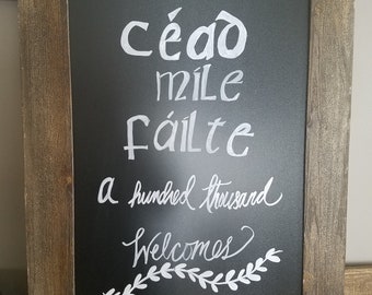 Cead Mile Failte Vertical Sign Gaelic Irish Hundred Thousand