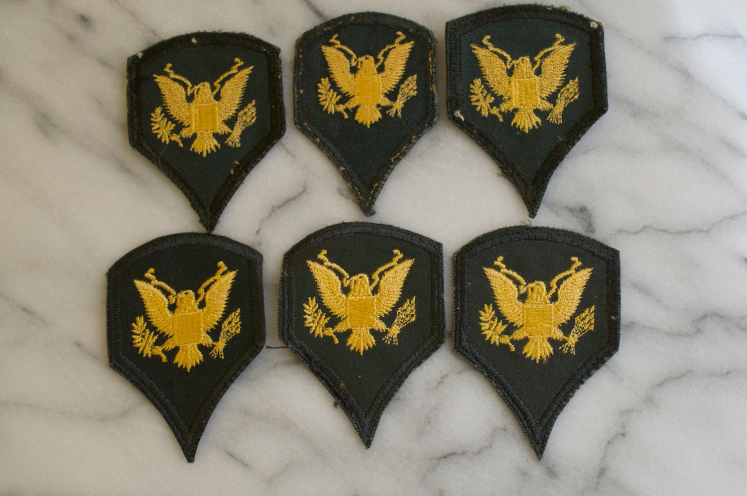 6 Vintage United States Army Issued SPC Rank Sleeve Patch-Gold