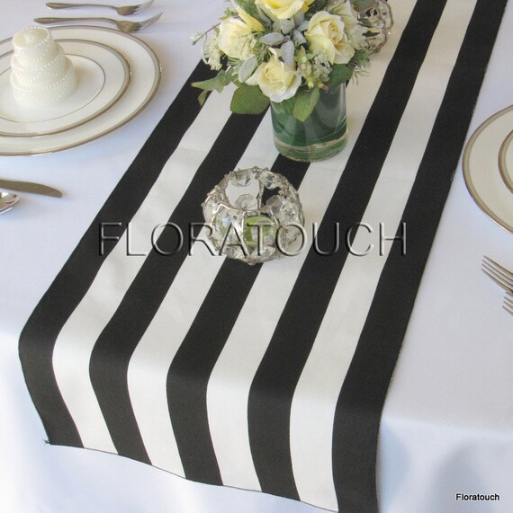 Black and White Striped Table Runner Wedding Table Runner