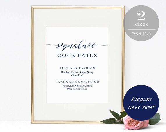 Signature Cocktails Sign Template Printable Drink Sign