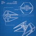 Star Wars TIE Interceptor Schematic Art Print TIE Fighter