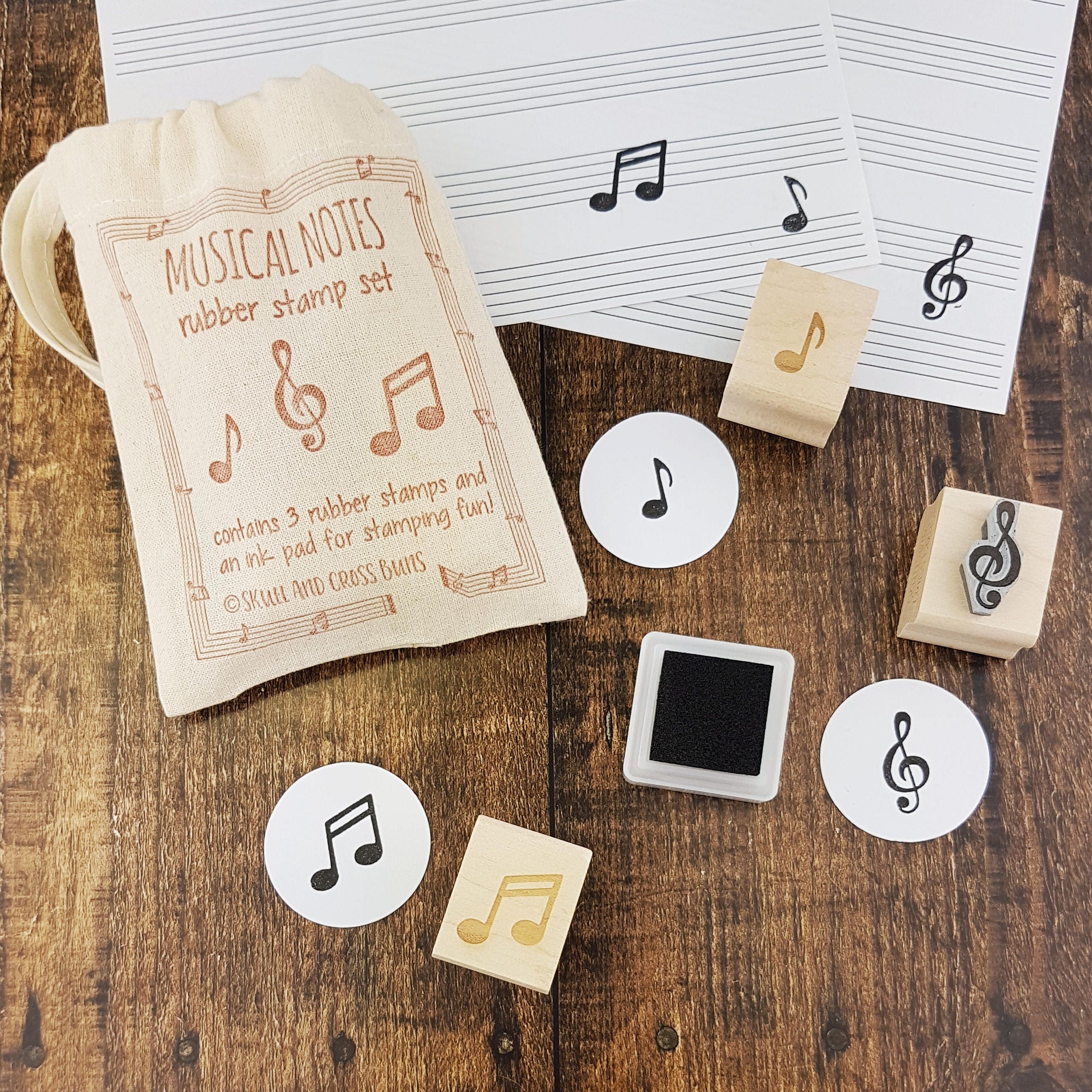 Musical Notes Rubber Stamp Set Music Stamper Crotchet