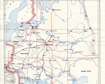 Vintage Russia Map PRINT Soviet Union Watercolor painting