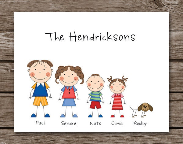 PRINTABLE Stick Family Note Cards Family Note Cards Family