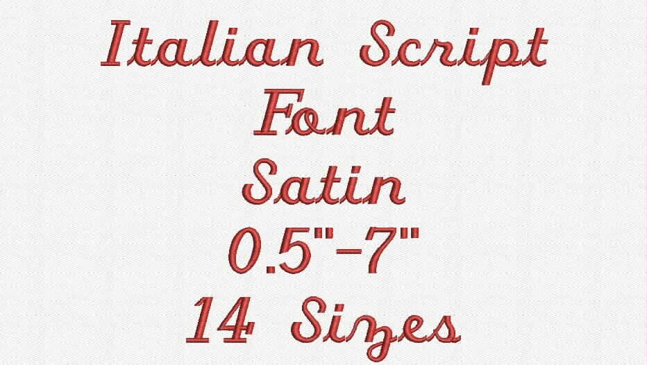 Italian Script Font 14 Sizes Embroidery Design