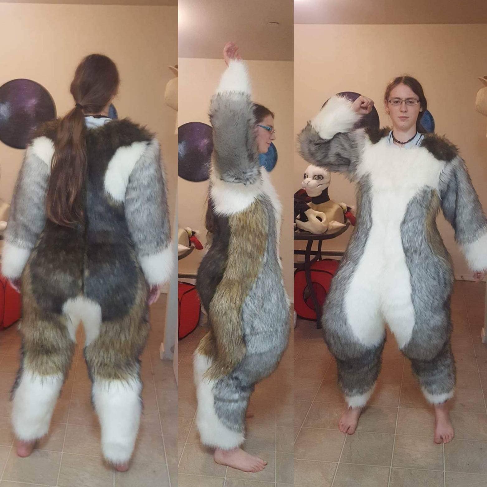 Pick Your 2 Colors Fur Padded Animal Furry Costume Shaped