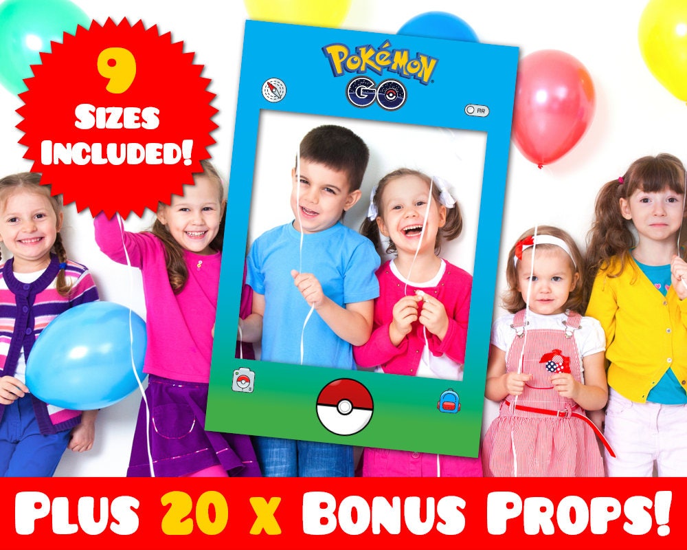 Pokemon Go Party Photo Booth Prop Frame Instant Digital