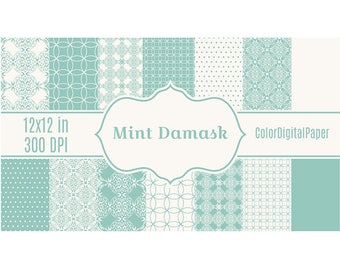 Mint damask | Etsy