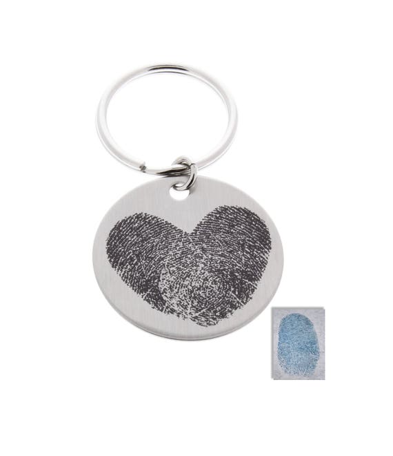 Fingerprint Keychain Fingerprint Heart Memorial Keepsake