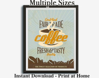 Retro coffee poster | Etsy
