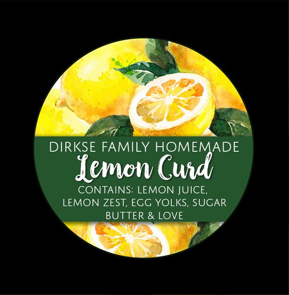 Customized Lemon Curd Label Watercolor Style Canning Jar