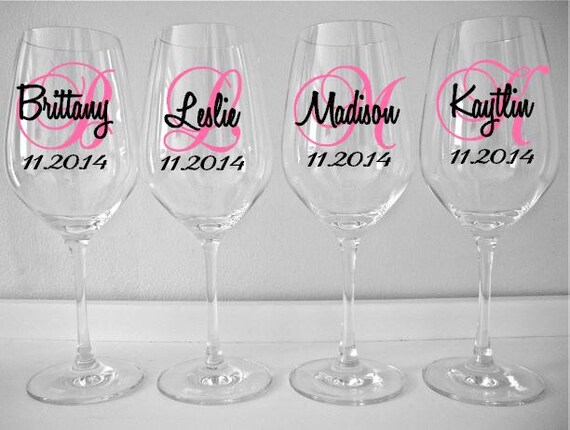Personalized Wine Glass Decal Monogram With Name And Date