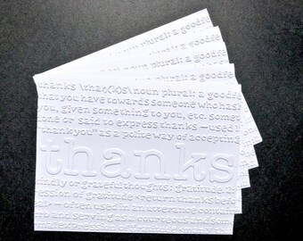 10 Embossed Thank You Cards White Embossed Thank You Note