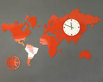 Map wall clock | Etsy