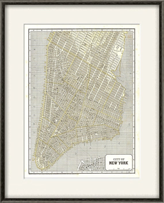 New York city map print map vintage old maps Antique map