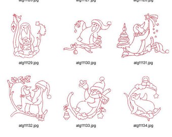 Christmas redwork | Etsy