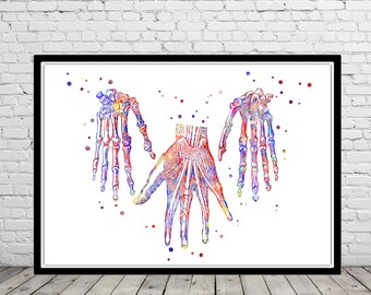 Bones of the Hand Anatomy Painting Print Carpal Metacarpal
