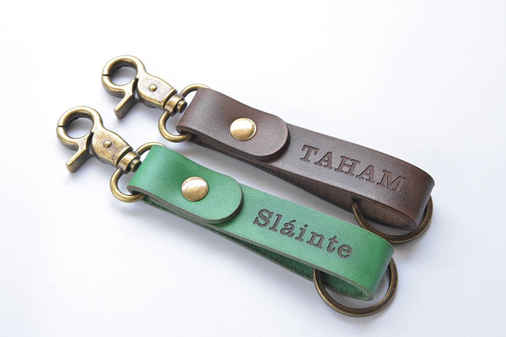 Engraved keychain key chain leather keychain gifts for men