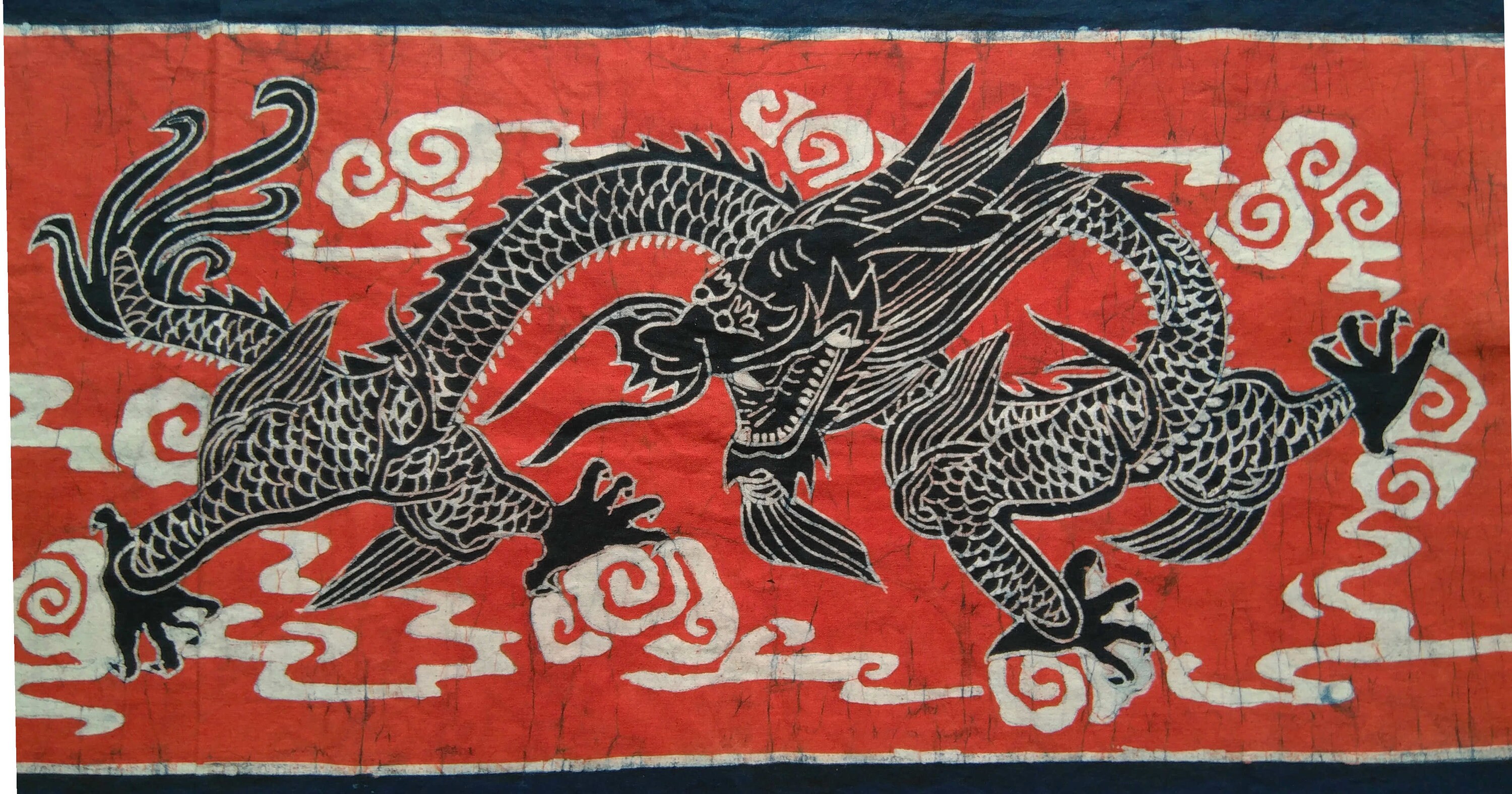 Chinese Dragon/Loong Chinese Ethnic Batik Painting Banner