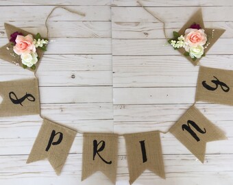 Spring burlap banner | Etsy