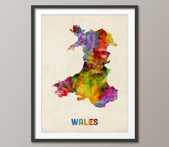 Wales Watercolor Map Art Print 577