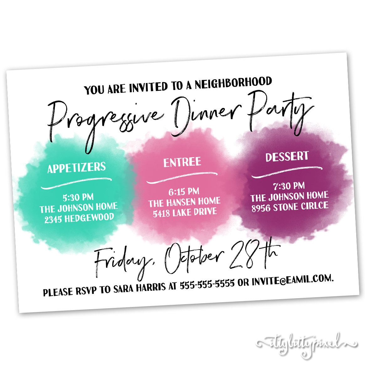 Progressive Dinner Party Invitation Announcement Card