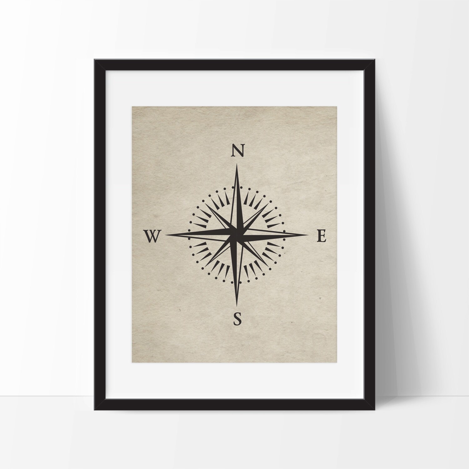 Vintage Compass Art Print Travel Art Print Wall Art