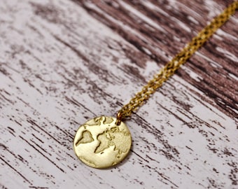 World map necklace | Etsy