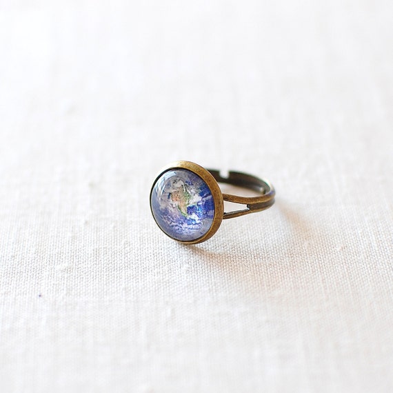 Planet Earth Ring. World Ring. Solar System Ring. Space Ring.