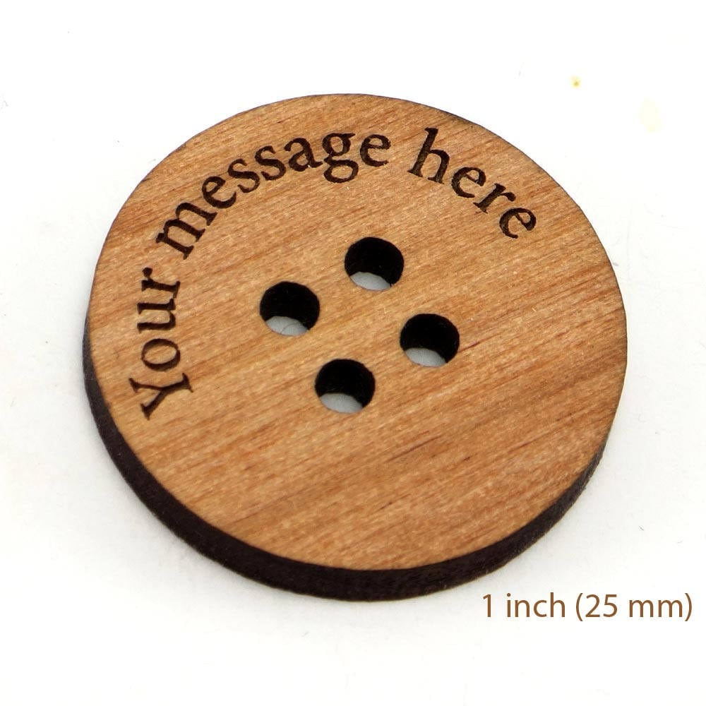Personalized Wood Buttons 1 inch, Custom Engraved Buttons 25mm, 4 Hole ...