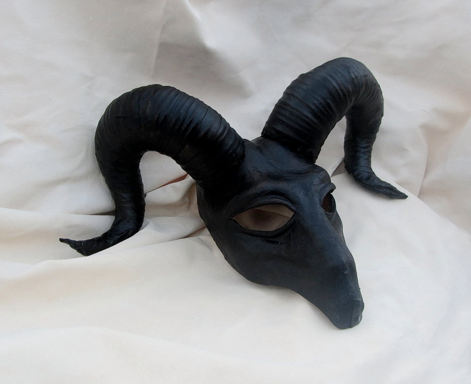 Demon mask black dark leather costume moufflon horn cosplay