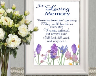 Wedding Memorial table In loving memory printable Memorial