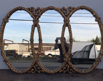 Huge Vintage Triple Mirror Room size Mirror Gold Baroque