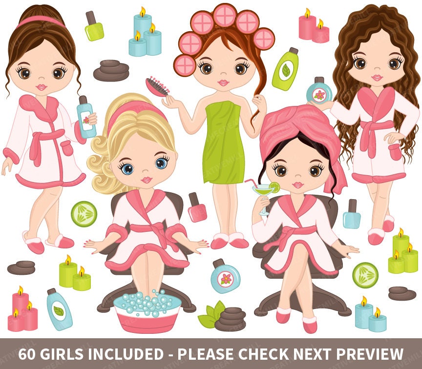 60 Spa Girls Clipart Vector Spa Girl Spa Party Clipart Spa