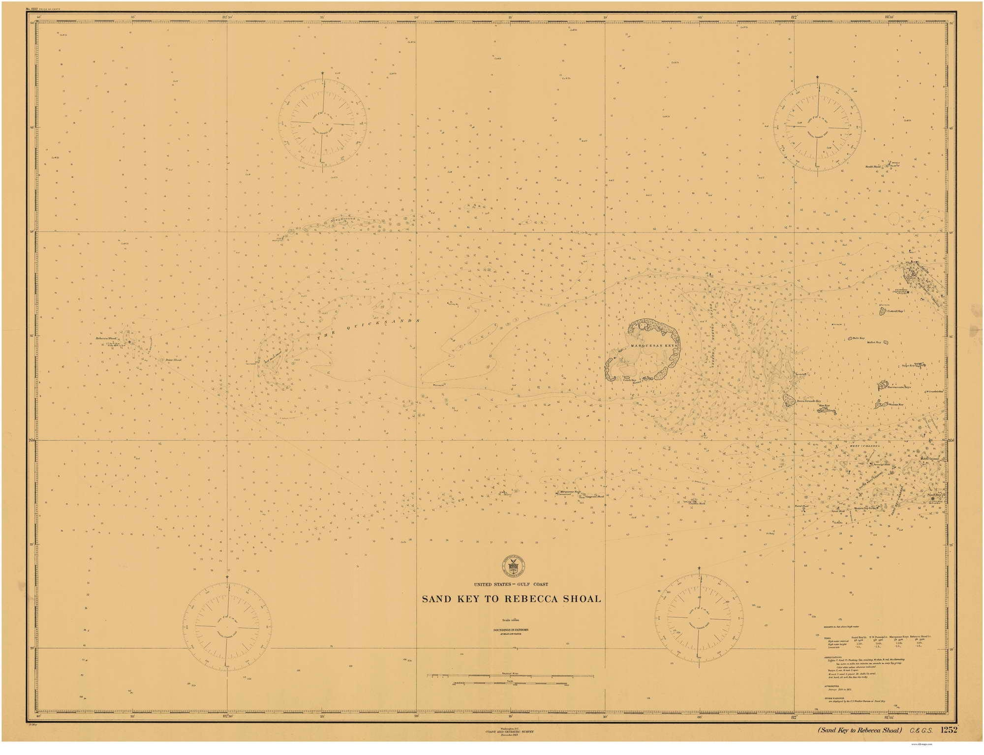 Sand Key to Rebecca Shoal 1913 Marquesas Keys Florida