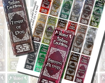 Antique Fantasy Potion Labels I 2x2 inch digital collage sheet