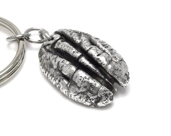 Fox Skull Keychain Animal Key Holder Handmade in Pewter