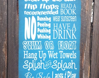 Swimming pool signs | Etsy