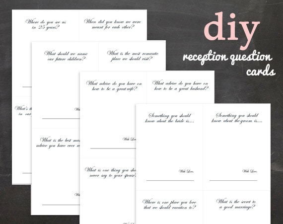 DIY Formal Wedding Reception Conversational Questions Starters