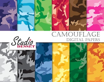 Colorful Camo Papers Digital Paper Set Scrapbook Paper INSTANT