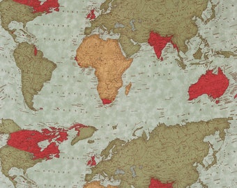 World map fabric | Etsy