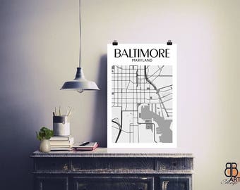 Baltimore Map Art Baltimore Art Print Baltimore Neighborhood