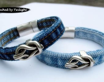 Denim cuff bracelet | Etsy