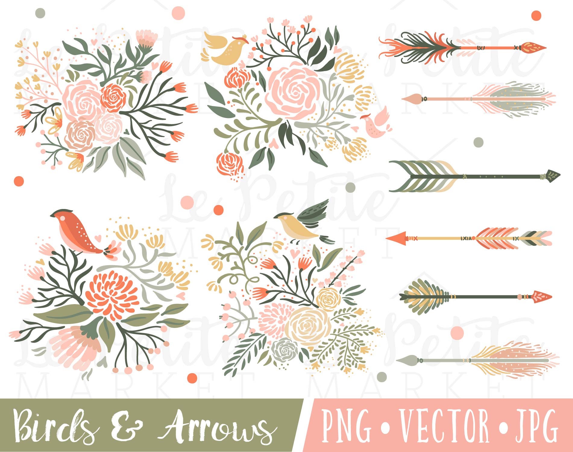 Boho Birds Clipart Images Boho Illustrations Clipart