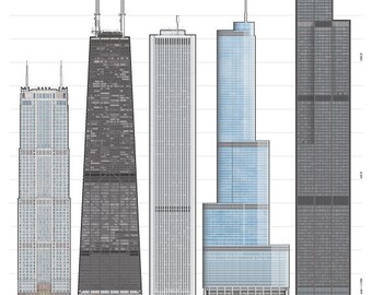 Sears tower drawing | Etsy