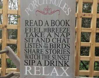Porch rules sign | Etsy