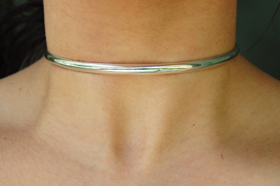 Solid 925 Sterling Silver Neck Cuff Neckwire 4ga Half Round