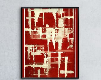 Red abstract art | Etsy