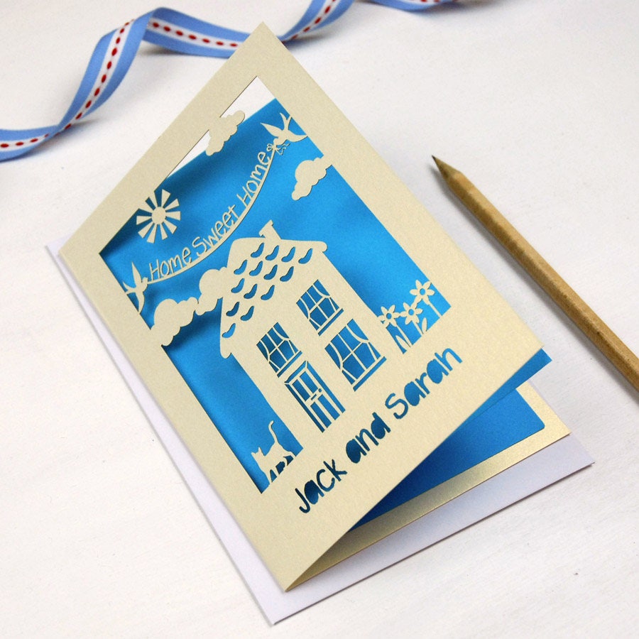 Personalised Papercut New Home Card Laser Cut Home Sweet Home